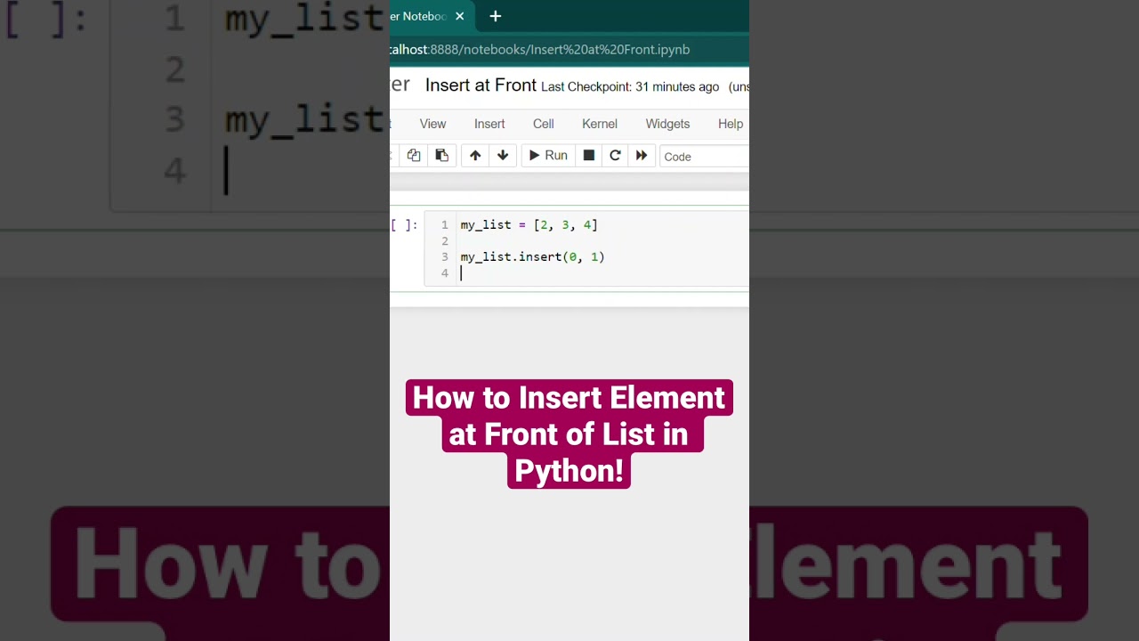 How to Insert Element at Front of List in Python #shorts #python #programming #coding