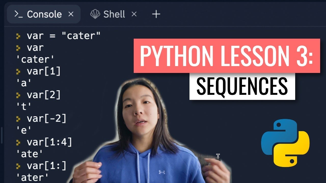 Sequences: Indexing, Slicing, and Iterating | Python for Beginners Lesson 3 | Code with Kylie