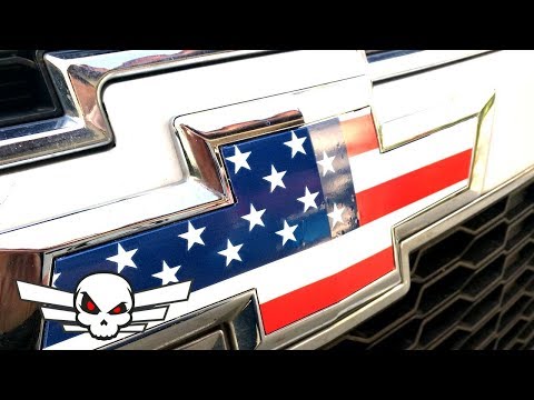Chevy American Flag Badge / car or truck - Super easy trick with vinyl sticker