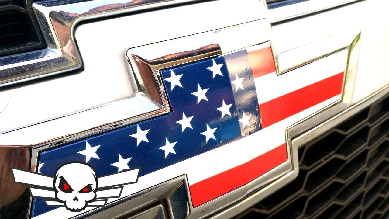 Chevy American Flag Badge / car or truck - Super easy trick with vinyl sticker