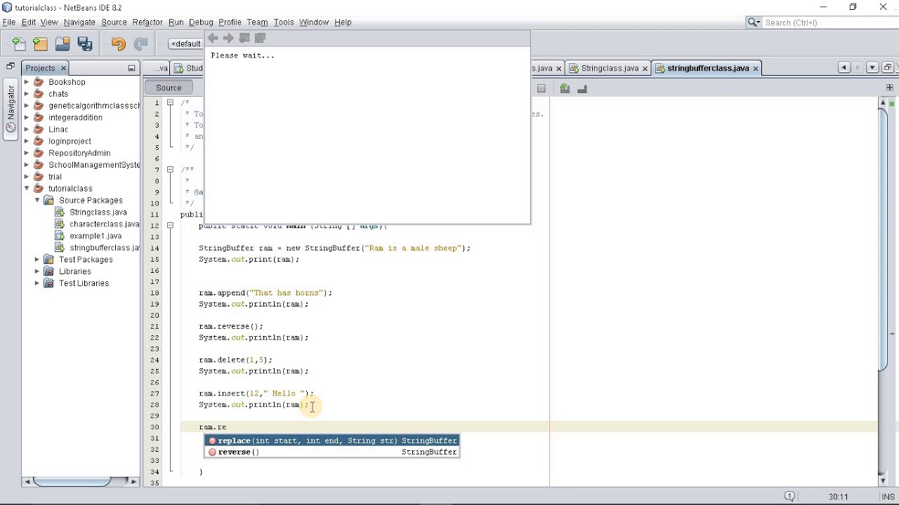 Java programming tutorial with Official Hord - String Buffer Class (Insert and Replace)