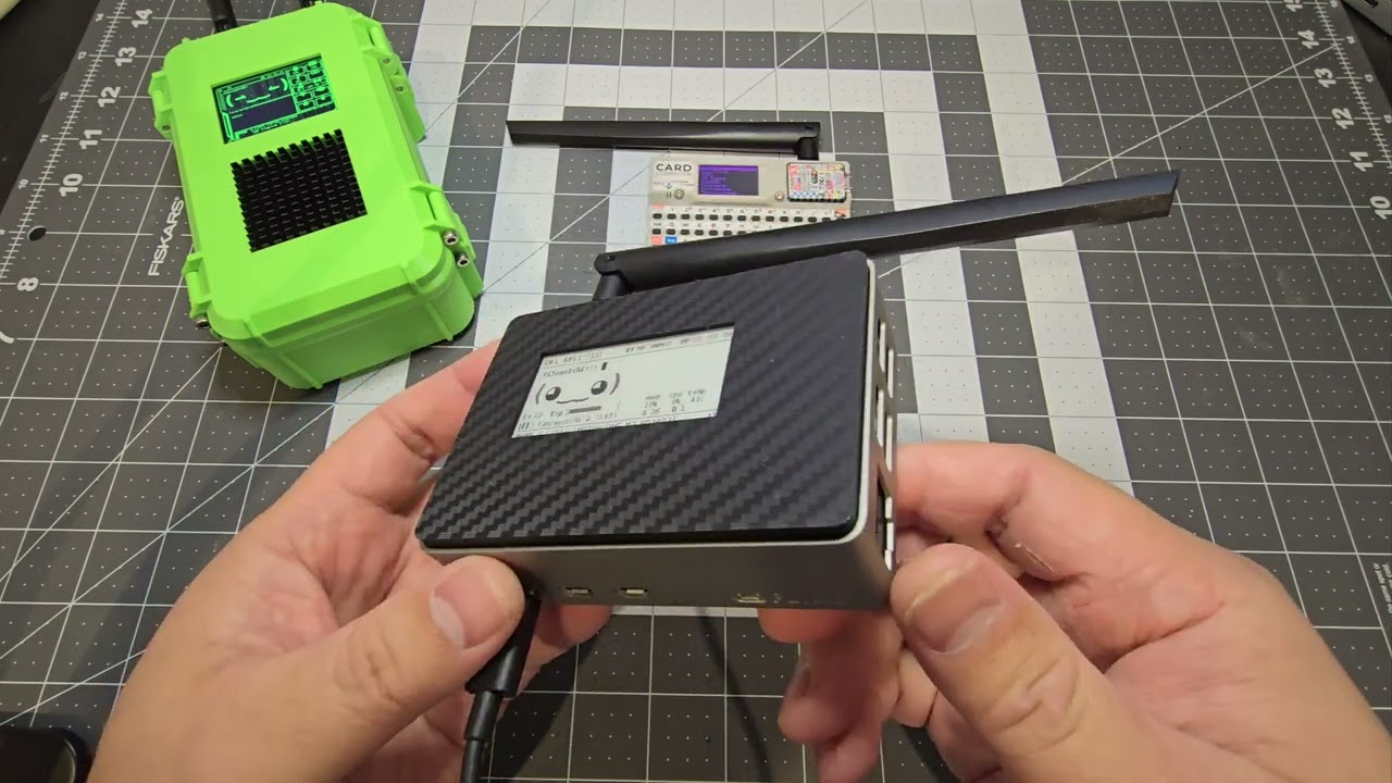 Raspberry Pi 5 Pwnagotchi and M5Stack Cardputer with external antenna.