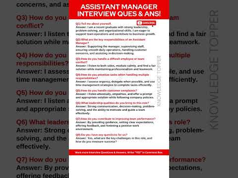 Assistant Manager Interview Questions and Answers