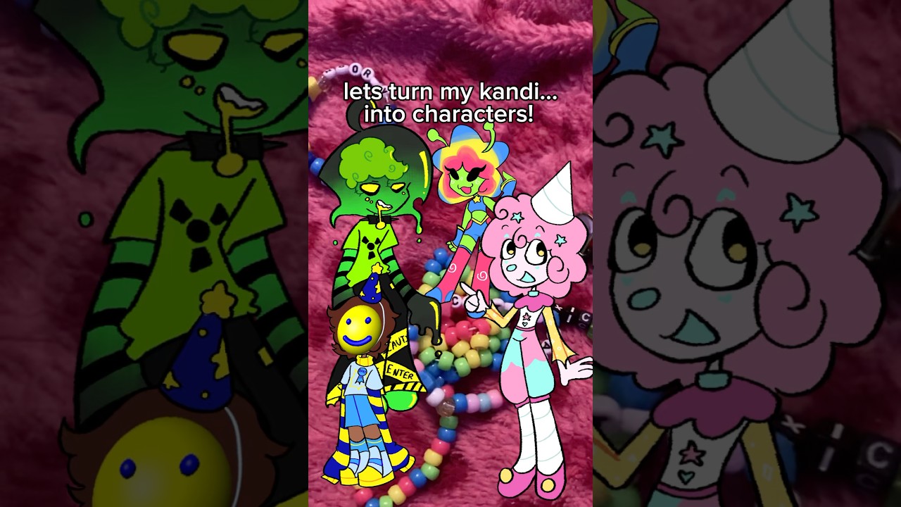 kandi to oc's?!? #kandikid #kandi #bracelet #artist #art #oc #scenekid #scene #clown #alien #kidcore