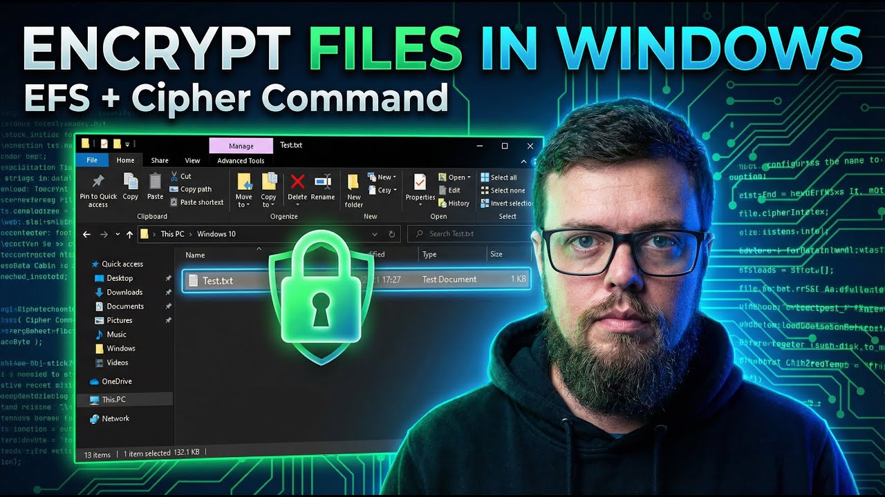 Windows File Encryption Tutorial (EFS) | Encrypt Files with Cipher Command | CyberEd Lab