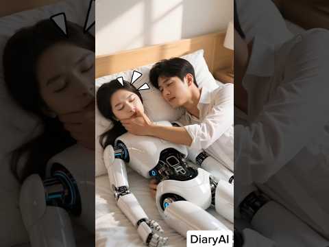 beautiful female robot sleeping accompanied by handsome man #robot #aiart #robotics #robots