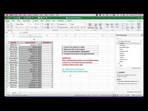 How to use Excel's SUMIFS function. Includes an explanation of using date formats
