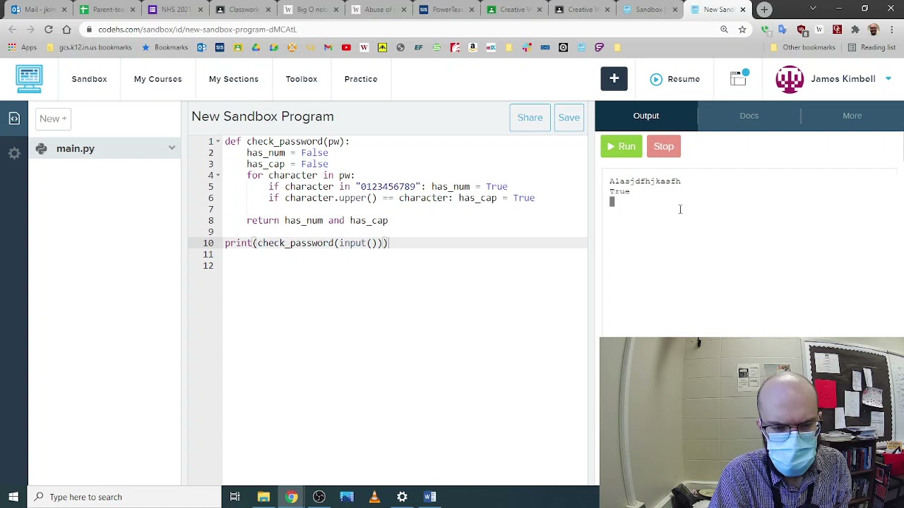 Python - testing for strong password