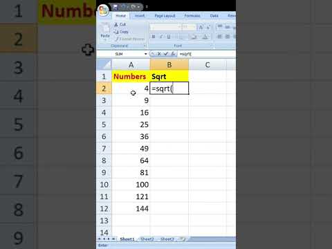 Sqrt Function in excel! Find sqrt of value..#viral #excel #exceltricks #exceltips