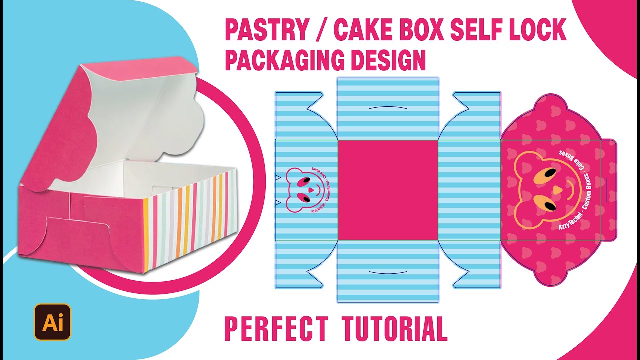 Easiest Method Cake / Pastry Box Packaging Design (No Pasting/No Glue) | Step-by-Step Dieline Guide