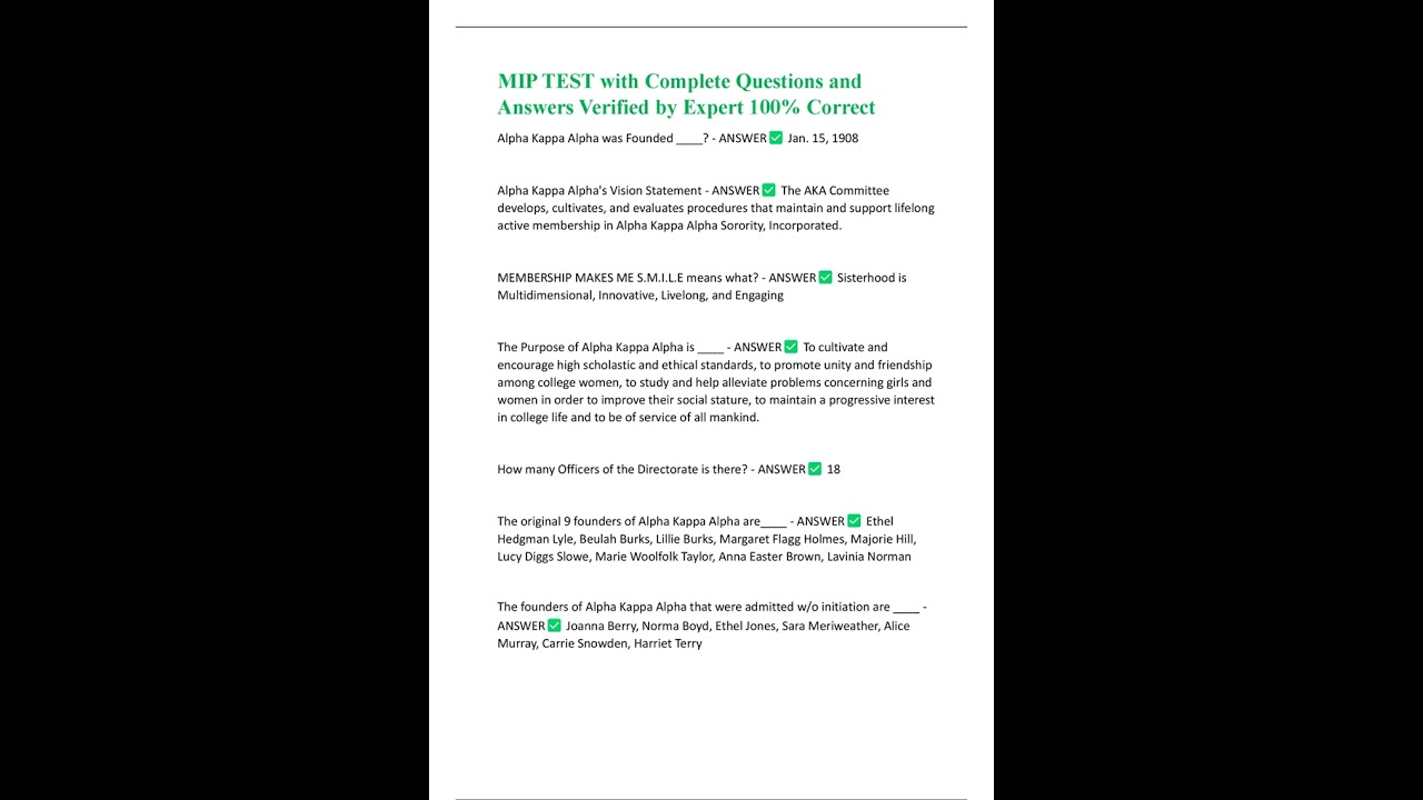 MIP TEST with Complete Questions and Answers Verified by Expert 100% Correct