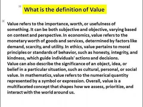 what is the definition of value