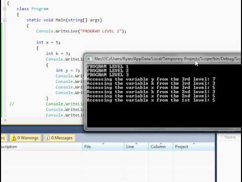 C# Tutorial 13 - The Scope of a Variable