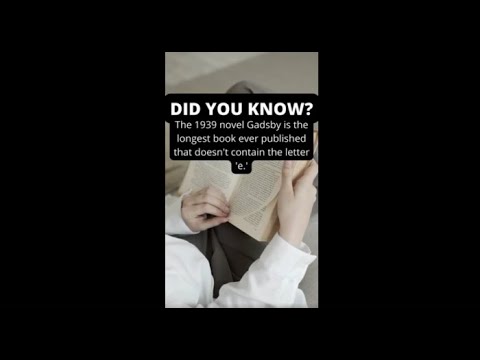 Did you know This fact about the 1939 novel Gadsby? #Facts