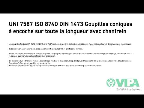 UNI 7587 ISO 8740 DIN 1473 Goupilles coniques à encoche sur toute la longueur avec chanfrein