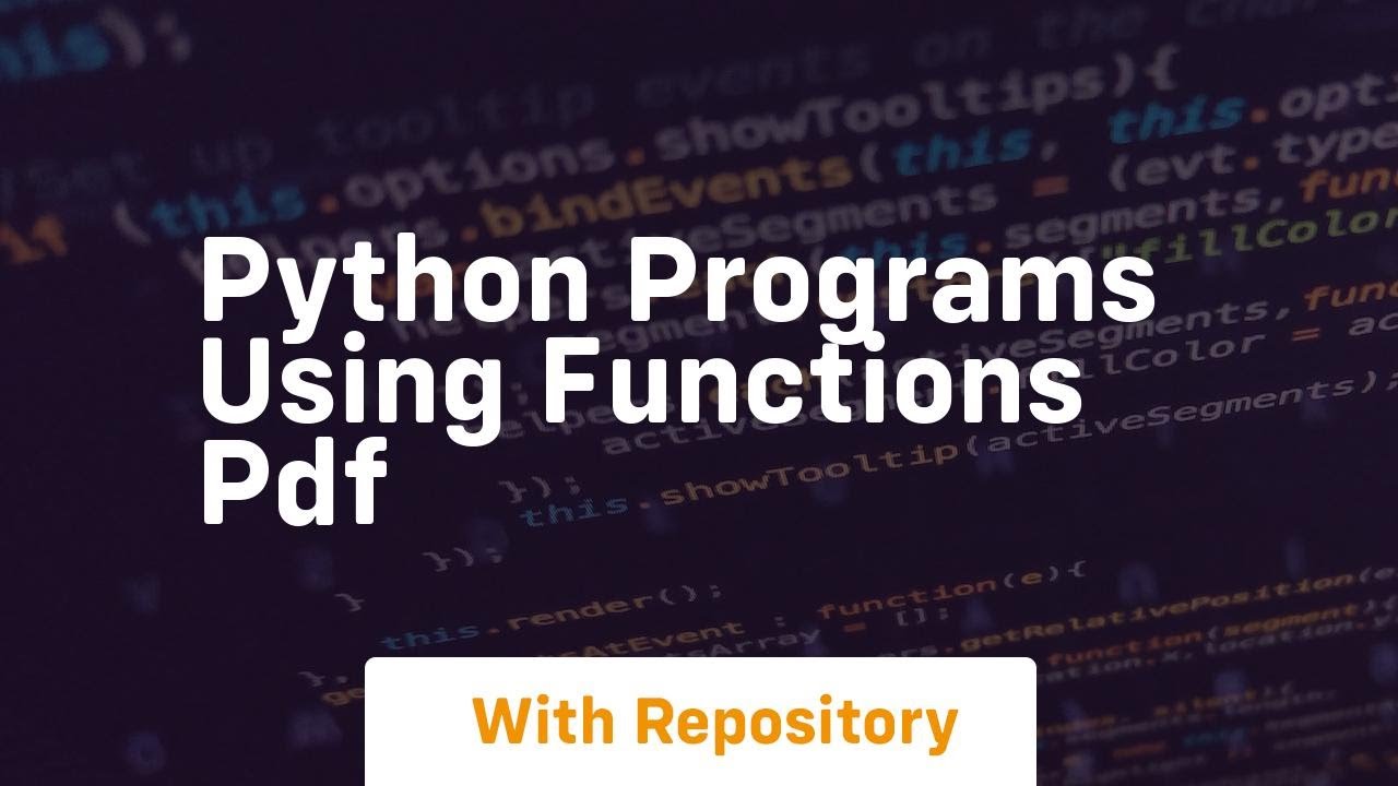 python programs using functions pdf