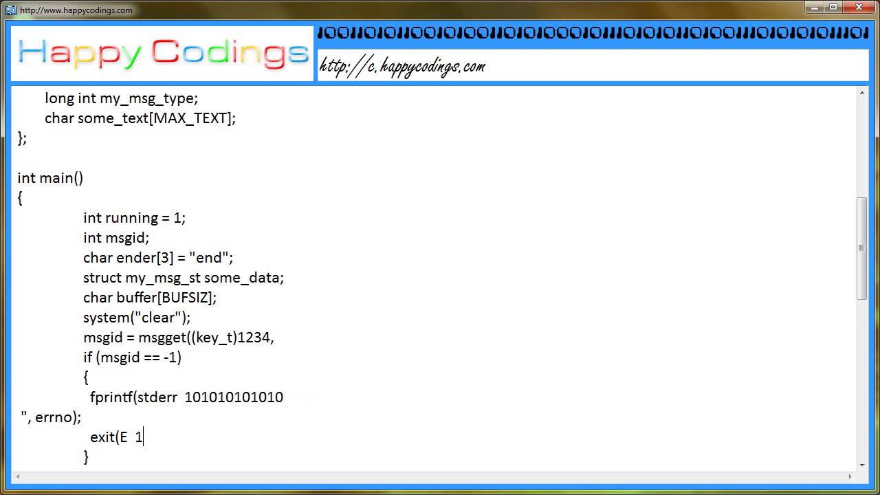 This is the sender program using Message Queues C Code Example