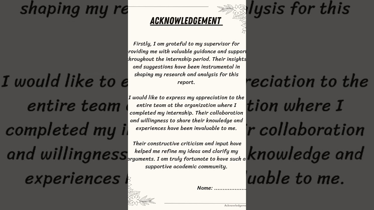 how to write internship report#acknowledgement