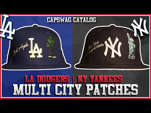 Yankees and Dodgers Multi City Patch Gray Bottom 59fifty Fitted Hats #Shorts