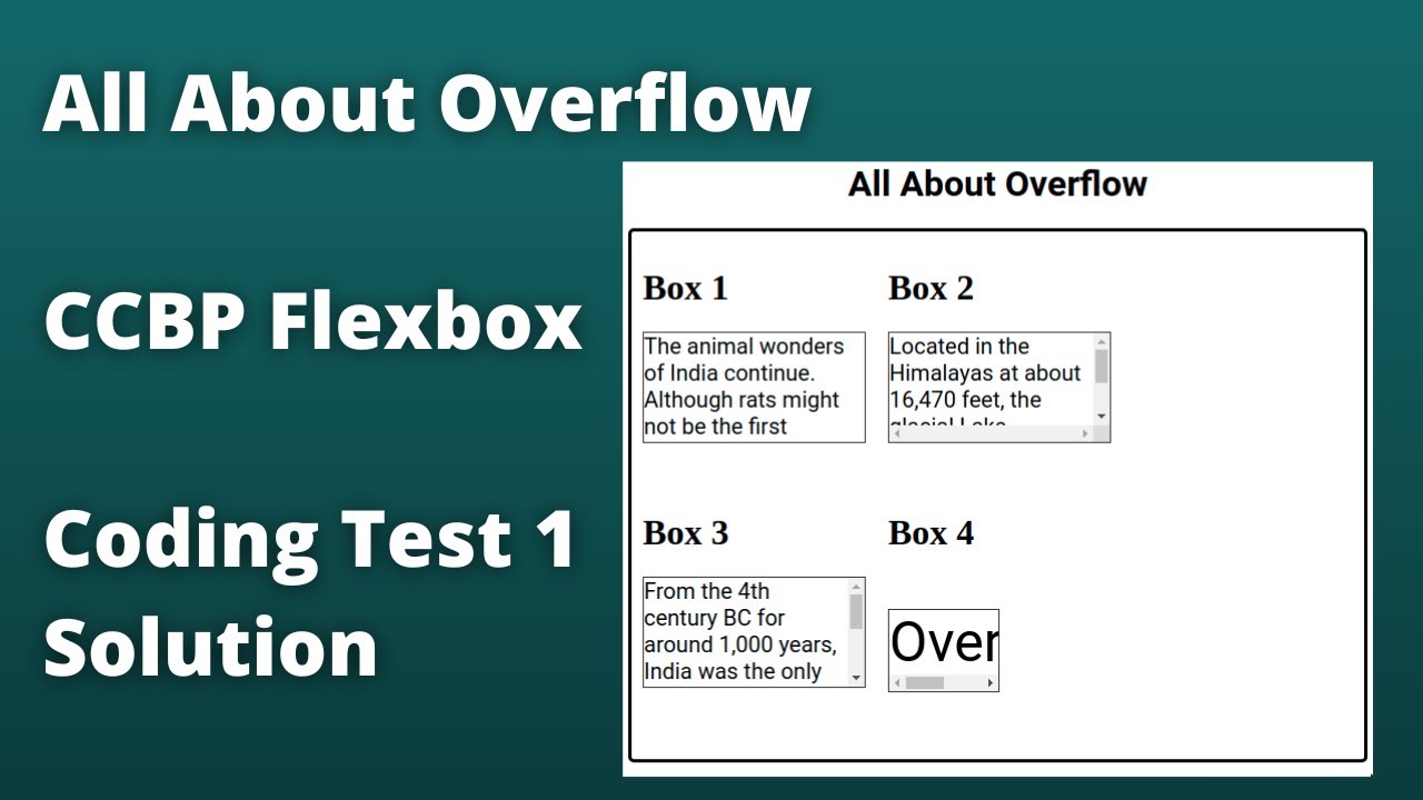 All About Overflow | CSS Flexbox Coding Test 1 Solution | CCBP Coding Test Answers
