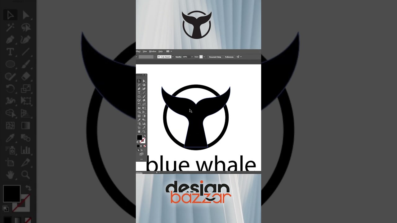 blue whale logo design shorts| adobe illustrator tutorial | designbazzar