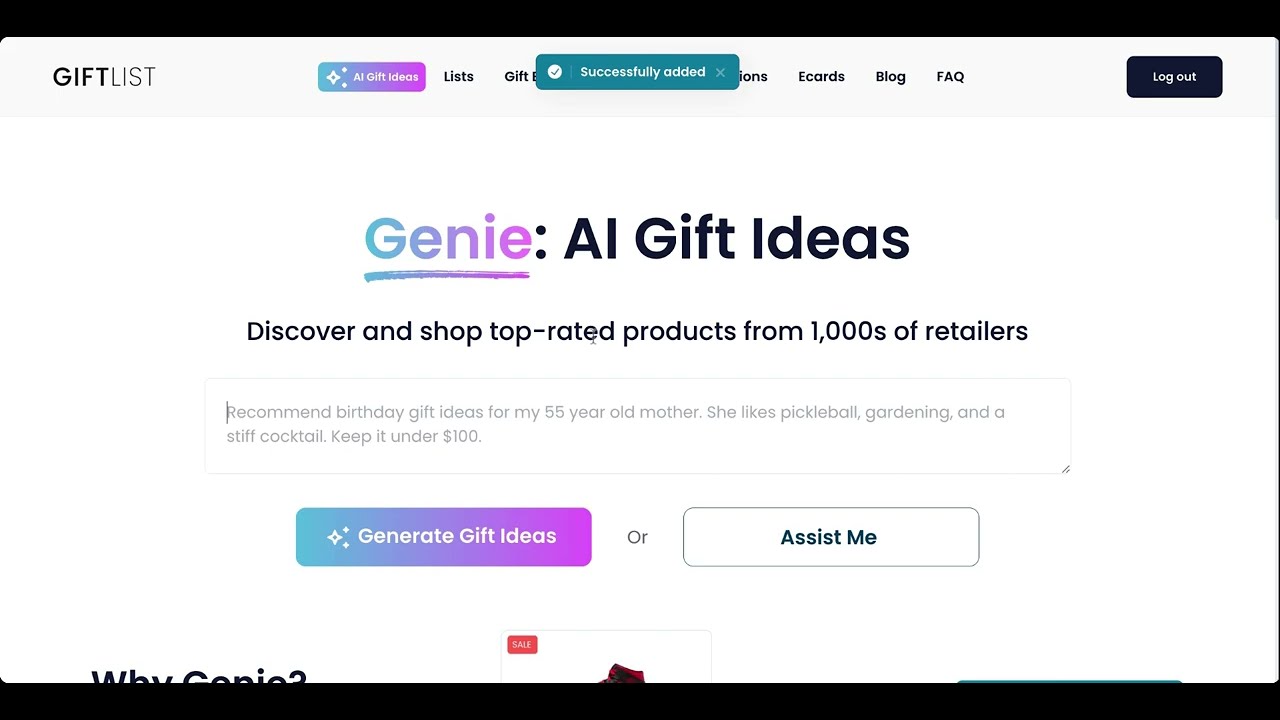 GiftList Genie: AI Gift Ideas Generator