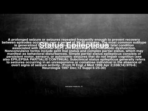 Medical vocabulary: What does Status Epilepticus mean