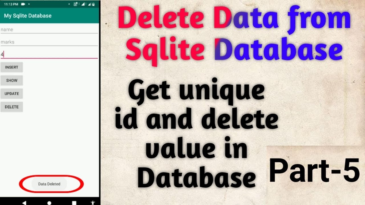 How to Delete Data from SqLite Database | Android Programming