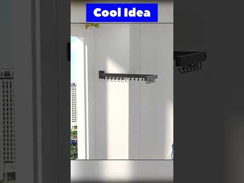 Folding Clothes Hanger Wall Mount Retractable Cloth Drying Rack Indoor & Outdoor Space Saving