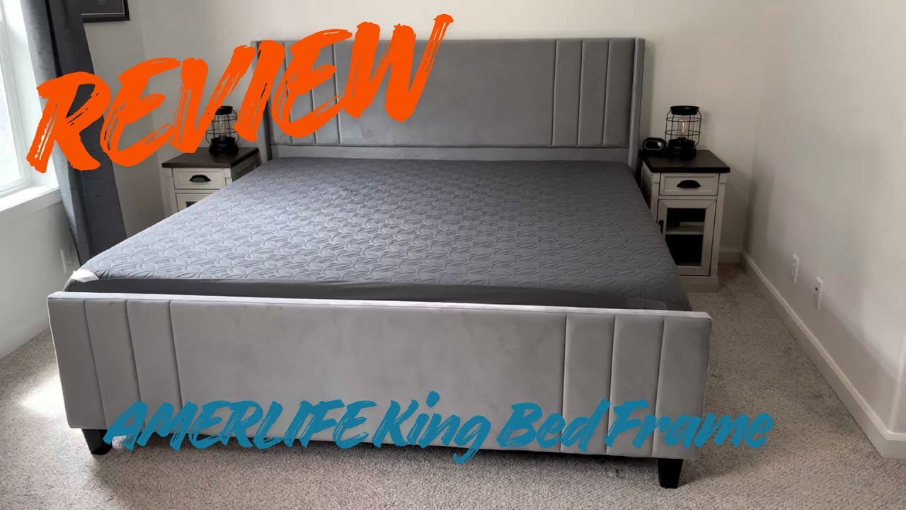AMERLIFE King Bed Frame Review | Velvet Upholstered Platform with Tufted Headboard