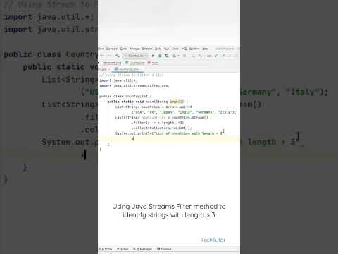 Using Java Streams to filter a list of strings #javastreams #java8stream #java8 #javaexamples