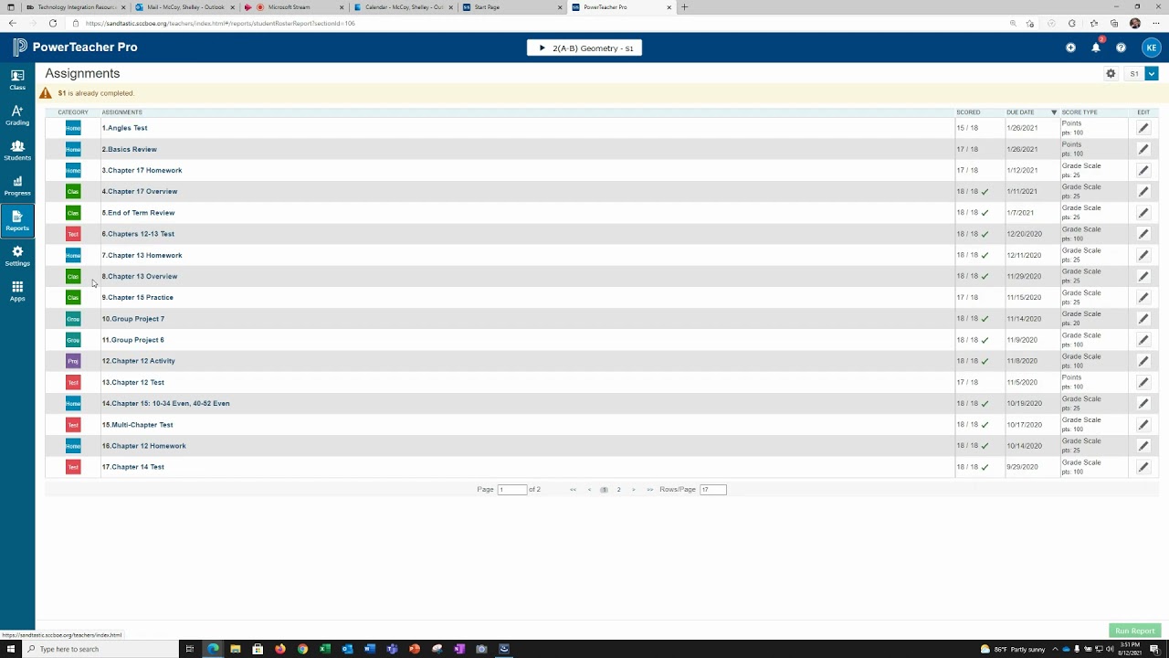 Printing Class Rosters from PowerTeacher Pro