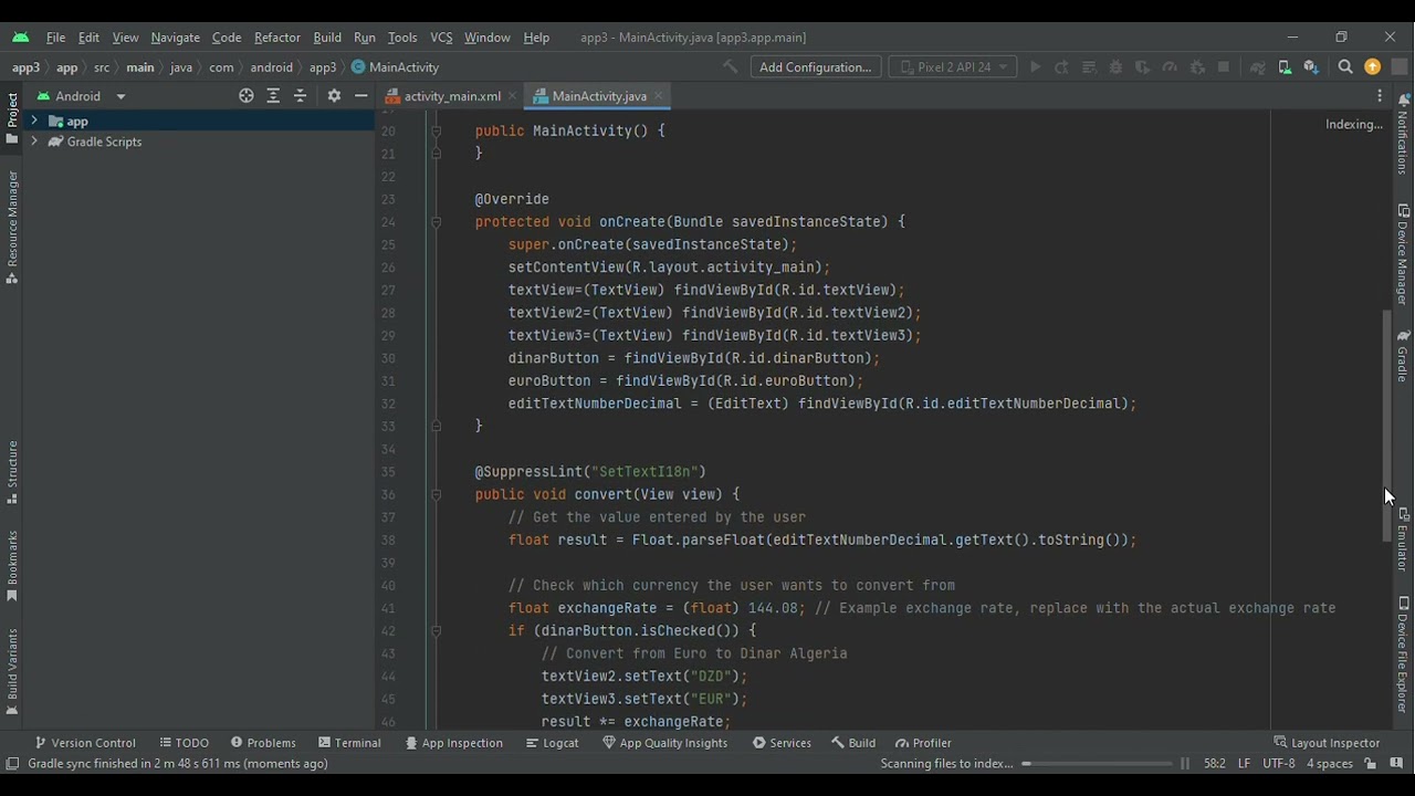 app3 – E  app3 app src main java com android app3 MainActivity java