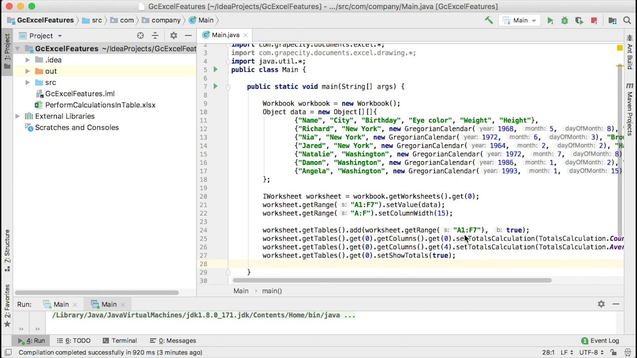 How to Add a Table to a Java Spreadsheet | GcExcel Java