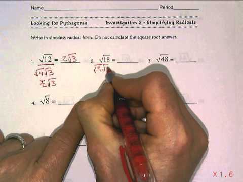 LfP Simplifying Radicals Worksheet Help