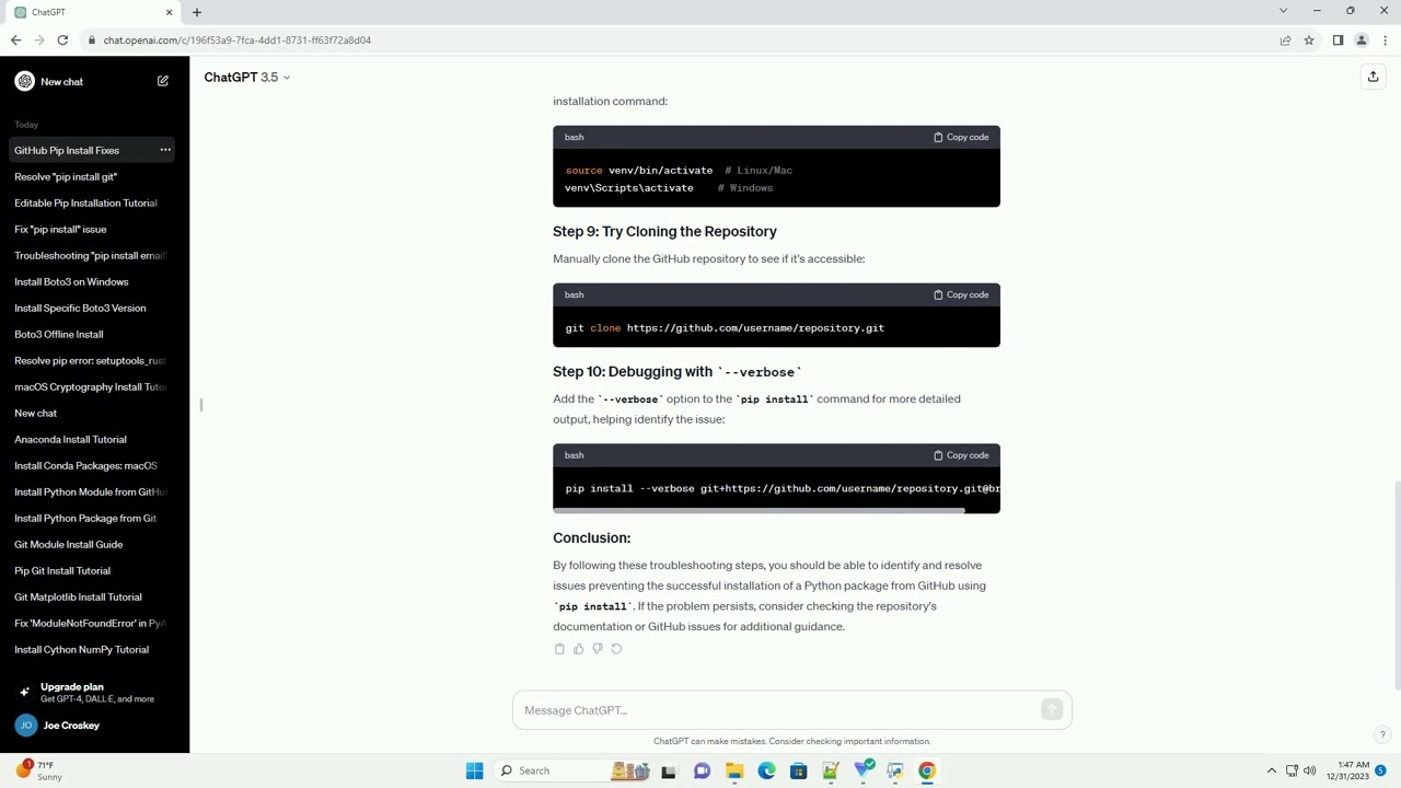 pip install from github not working