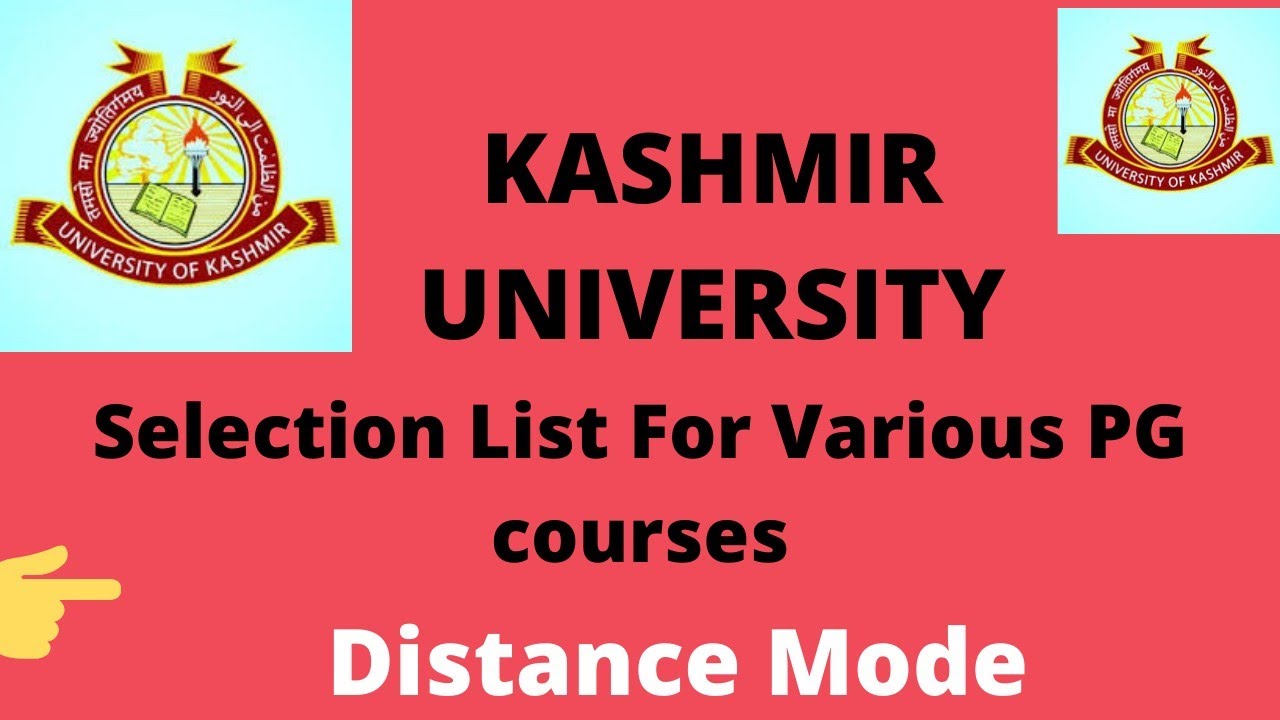 kashmir university PG courses selection list 2021 Distance Mode