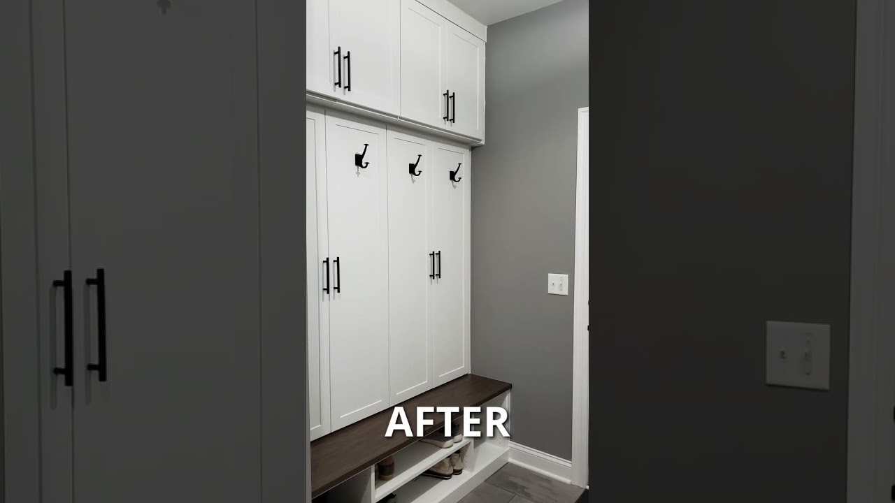 Goodbye clutter, hello organization! Check out our clients entryway makeover in Columbus OH #shorts