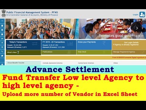 PFMS Advanced settlement | Fund Transfer Low level to High-level Same level Agency | Check the Bank