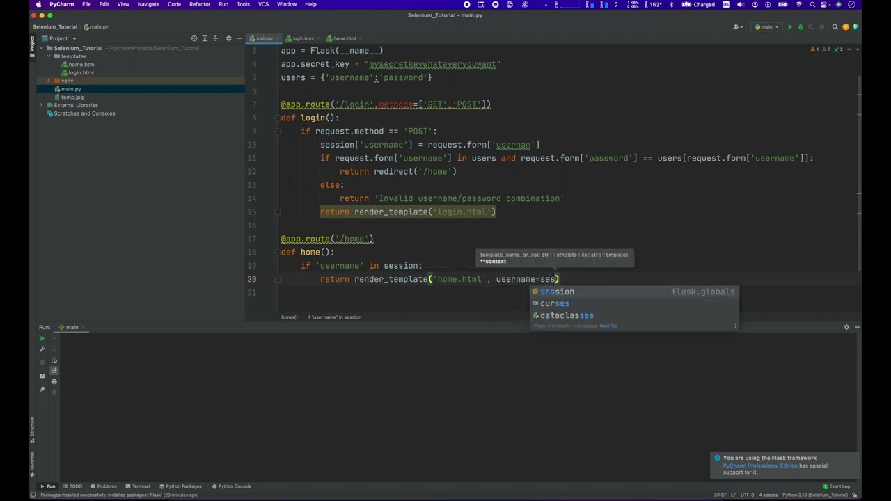 Flask Python Full Tutorial  - Creating a Login Authentication system