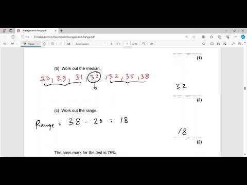Math - Grade 8 - Statistics - Mean, Median, Mode, Range