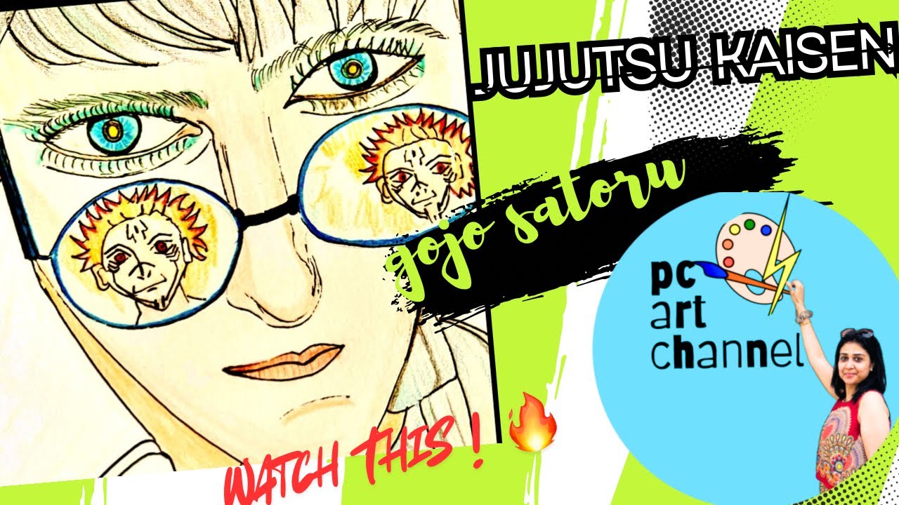 how to draw anime with cheap color pencils | gojo satoru JJK | cómo dibujar a gojo #pcartchannel