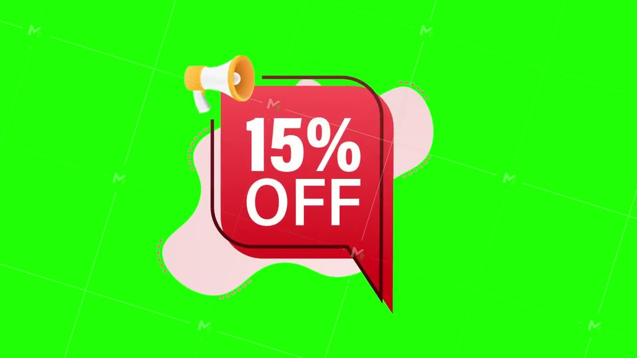 15 percent OFF Sale Discount Banner with megaphone. Discount offer price tag. 15 percent discount