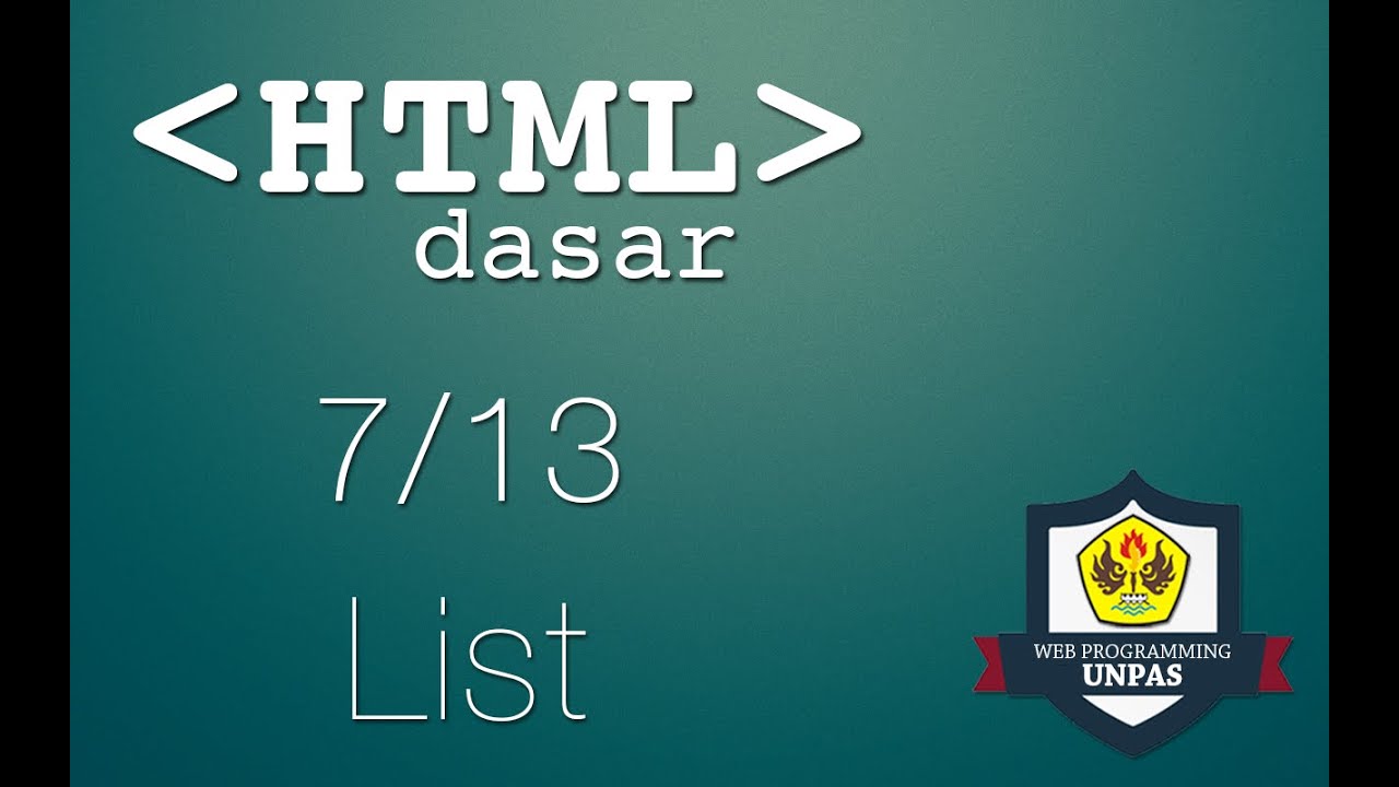 Basic HTML: List (7/13)