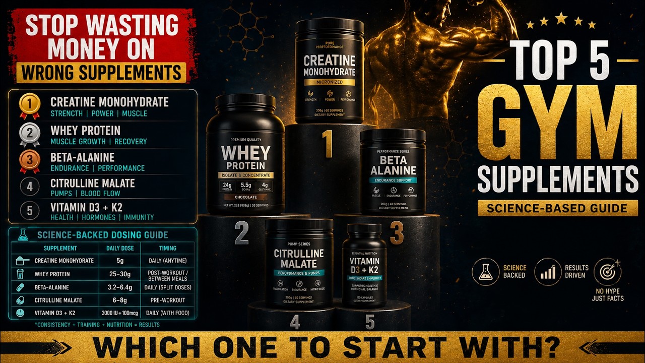 Best 5 Supplements for the Gym (Science-Based) | 500+ Studies Reviewed