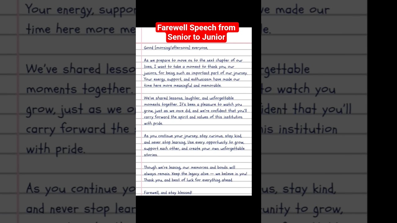 Farewell Speech from Senior to Junior  #farewell #speech