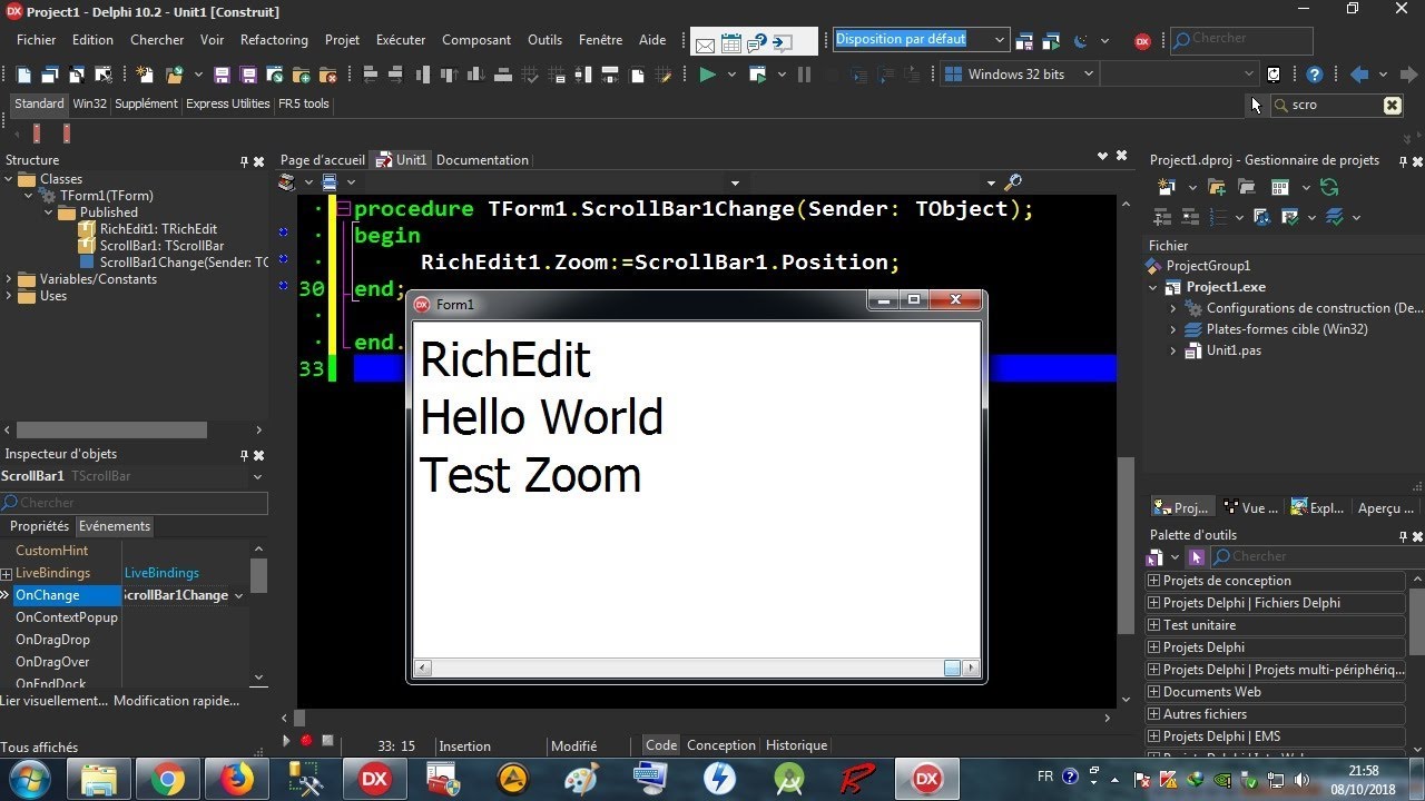 Delphi 024 RichEdit / 02 Zoom with ScrollBar