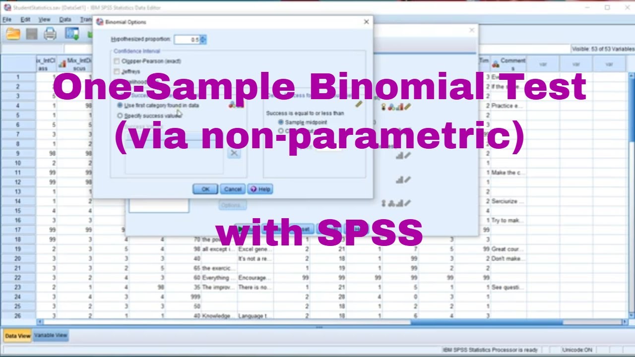 SPSS - one-sample binomial test (via non parametric)