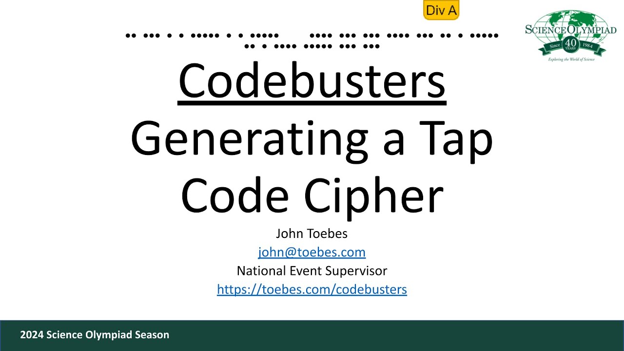 Codebusters - Generating a Tap Code Cipher