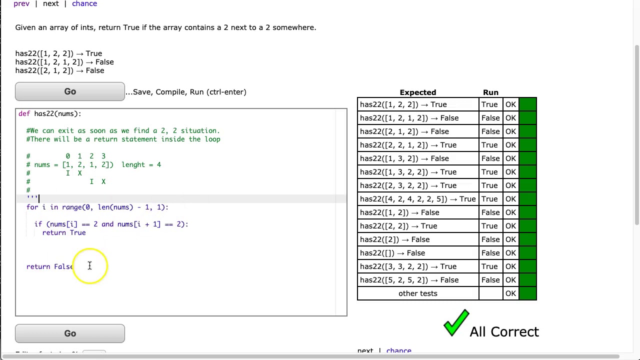 Codingbat - has22 (Python)